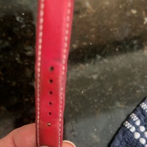 agatha | Accessories | Agatha Double Face Tank Silver Watch Red Leather Strap Contrast Stitching ...